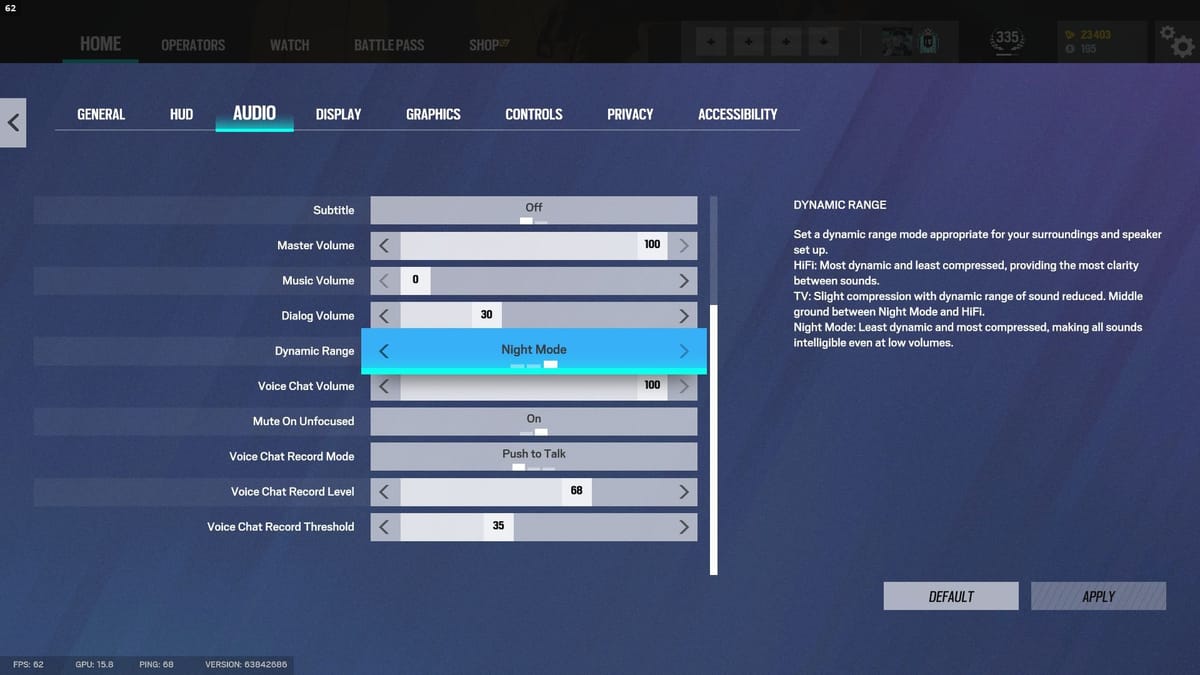 Whats the best audio settings for Rainbow Six Siege?