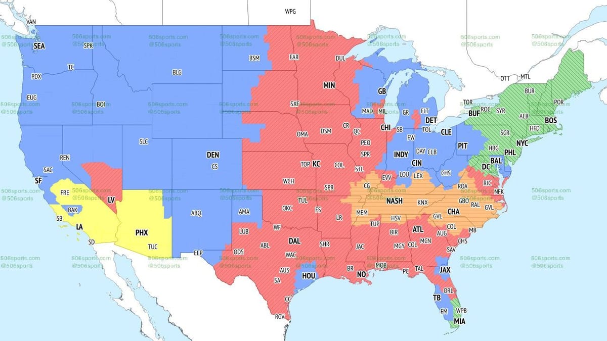NFL Week 12 Coverage Map 2023: TV schedule, channel, and broadcast ...