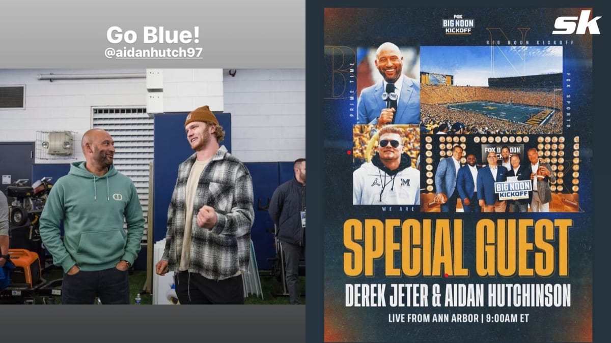 Derek Jeter bestowed with Football memorabilia by J. J. McCarthy on ...