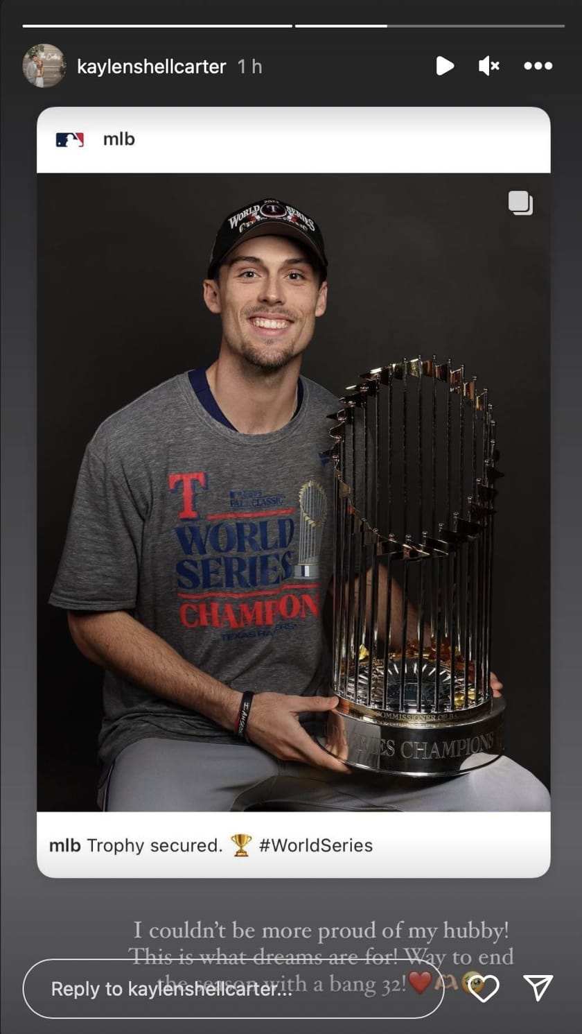 Kaylen Carter radiates with pride as World Series 2023 champion Evan ...