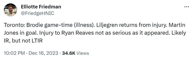 NHL insider provides major update regarding Ryan Reaves' injury status