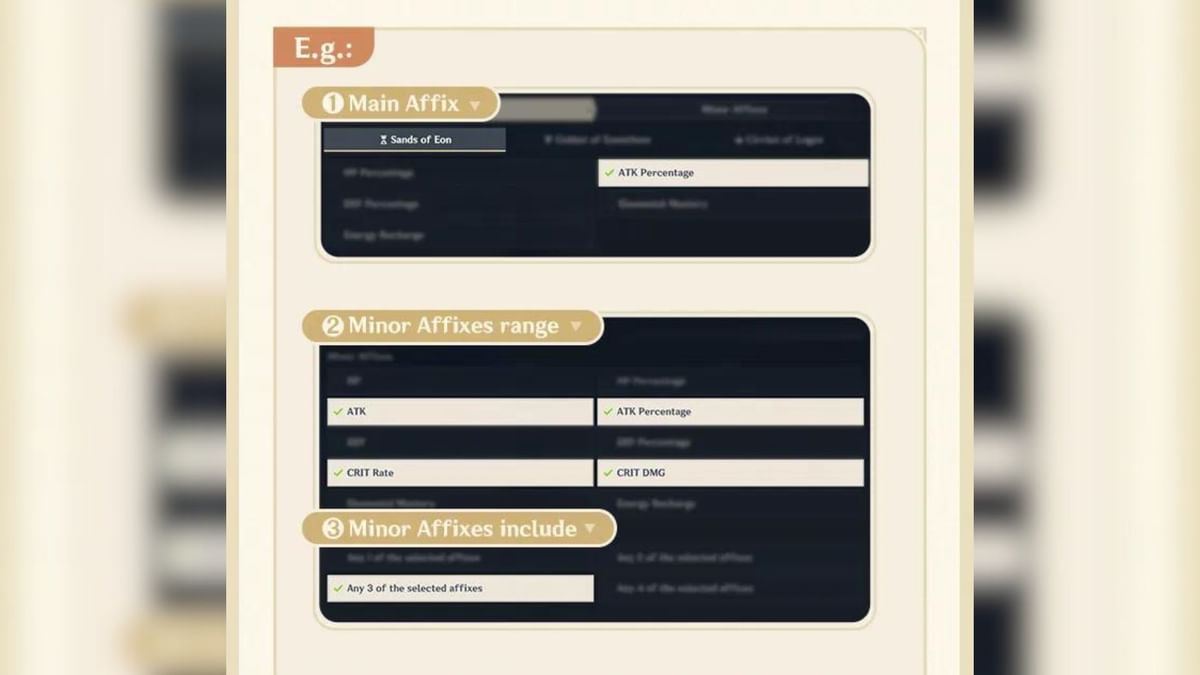 Genshin Impact showcases artifact auto-lock and filter functions