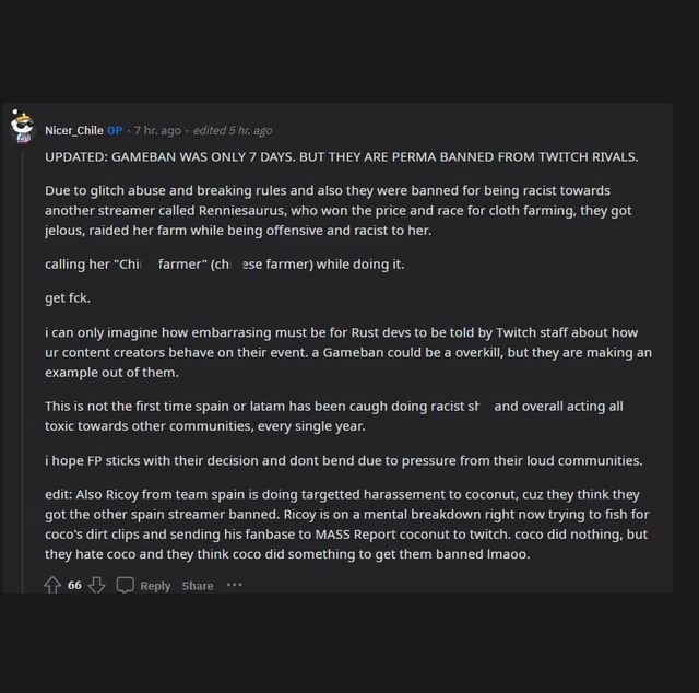 Spanish Rust team Panpots gets "removed" from Twitch Rivals after ...