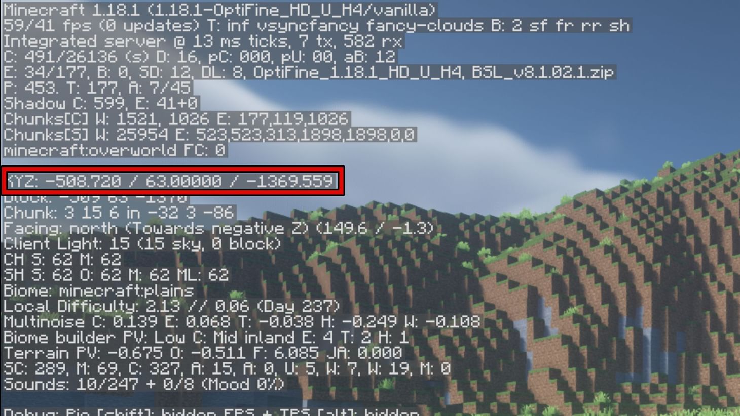 How to show coordinates in Minecraft?
