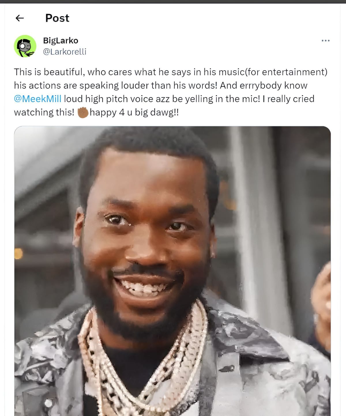 "The real man of the people": Meek Mill breaks down crying during ...