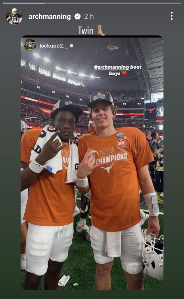 Arch Manning shares post-game snap with Derek Williams Jr who got ...