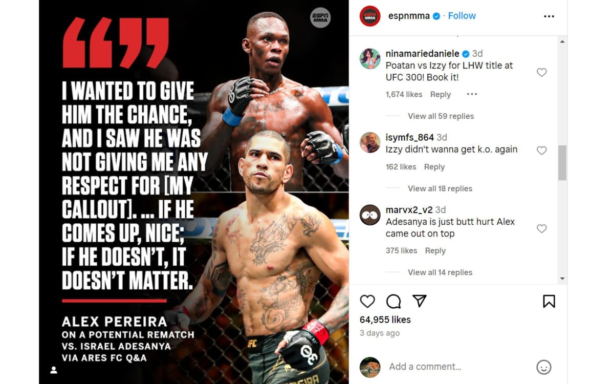 Alex Pereira: "Book it" - Nina-Marie Daniele plays matchmaker for Alex ...