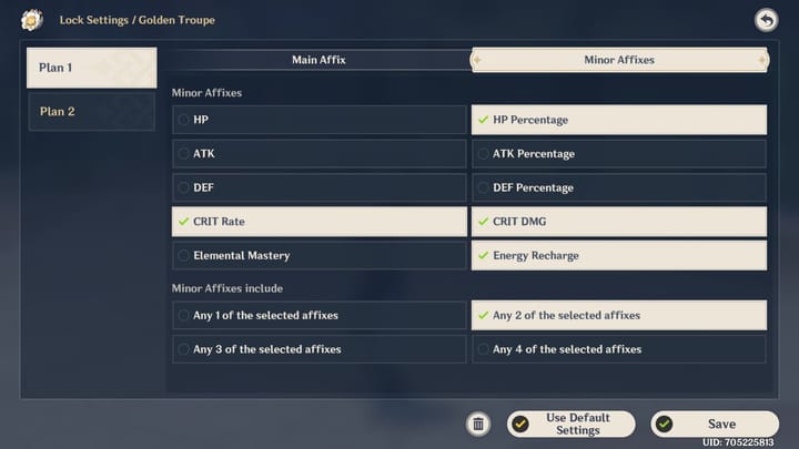 How to use artifact auto-lock feature in Genshin Impact