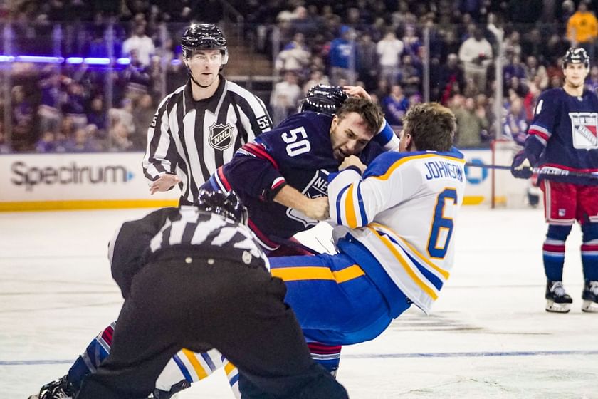 Watch: Courtside view of Rangers' Will Cuylle's scuffle with Sabres ...
