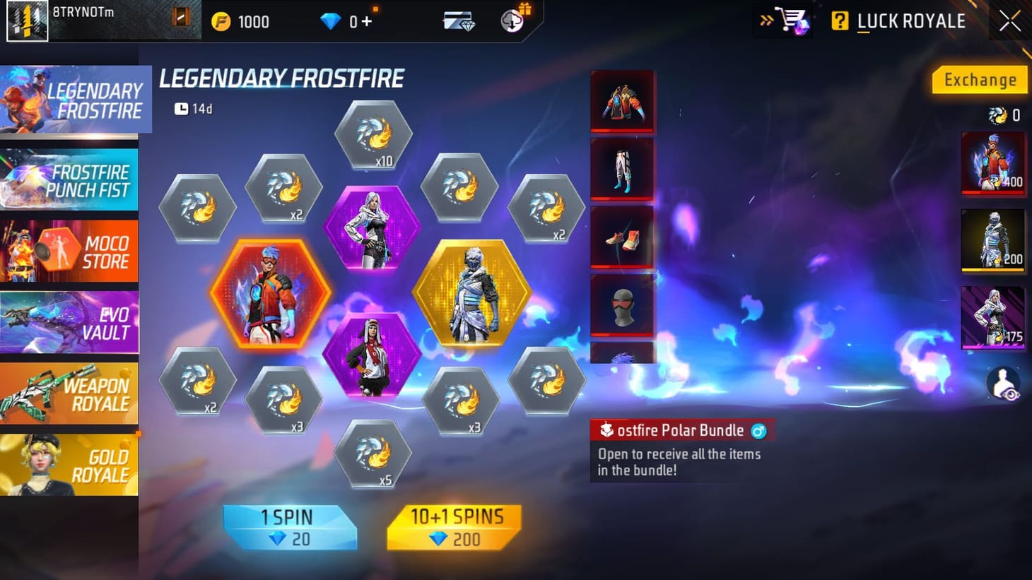 Free Fire Legendary Frostfire Token Wheel: Rewards, cost, and more