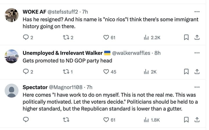 What did Nico Rios say? North Dakota Republican's racist, hom*phobic ...