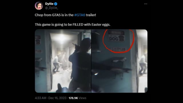 GTA 5's Chop dog seemingly found in the GTA 6 trailer