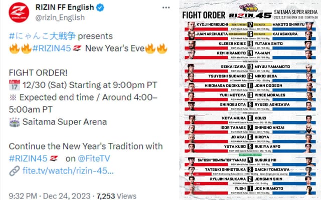 Rizin 45: What time does Rizin 45 start? All you should know about ...