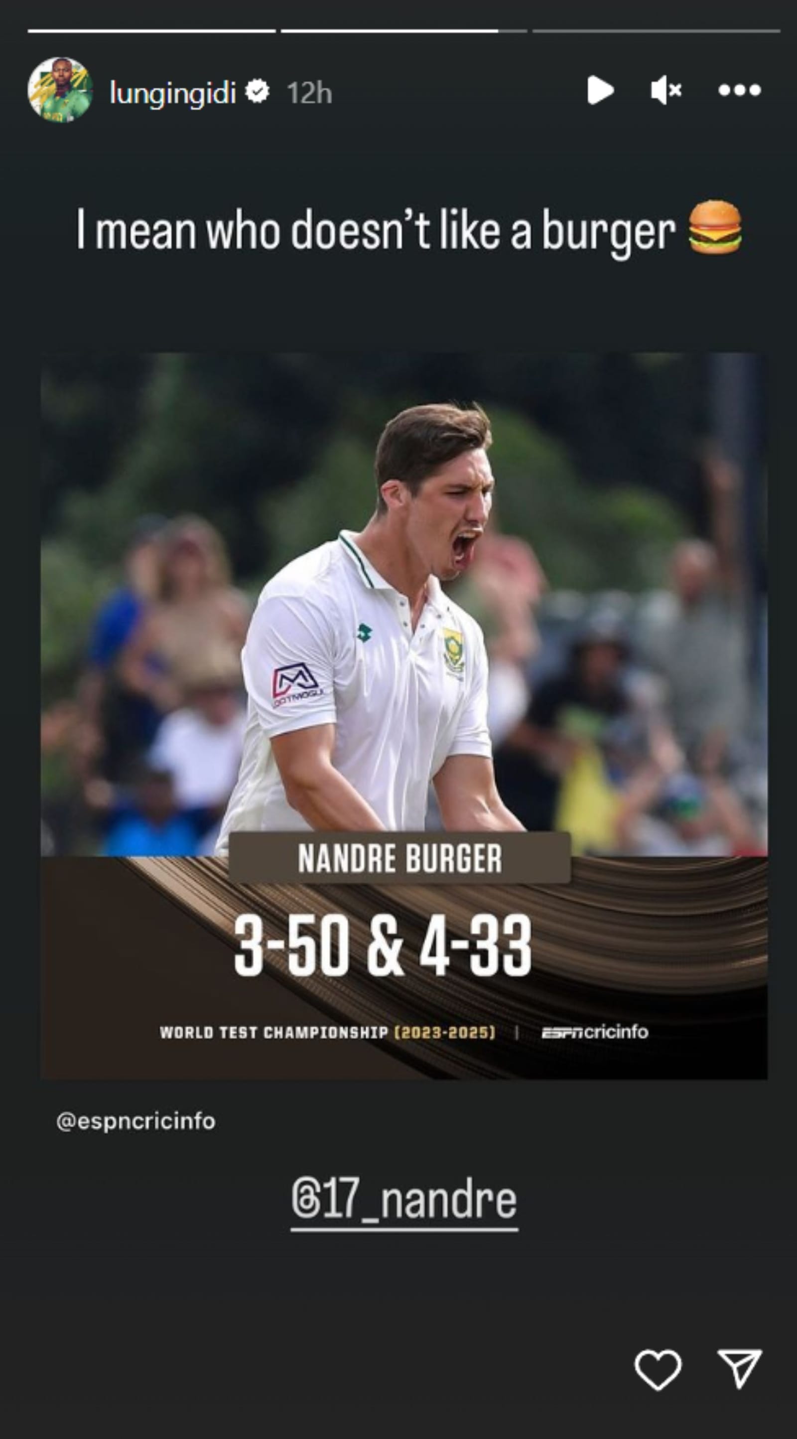 "Who doesn't like a burger"- Lungi Ngidi after his South African ...