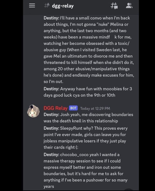 Who is Melina? Kick streamer Destiny is allegedly "out" after his wife ...