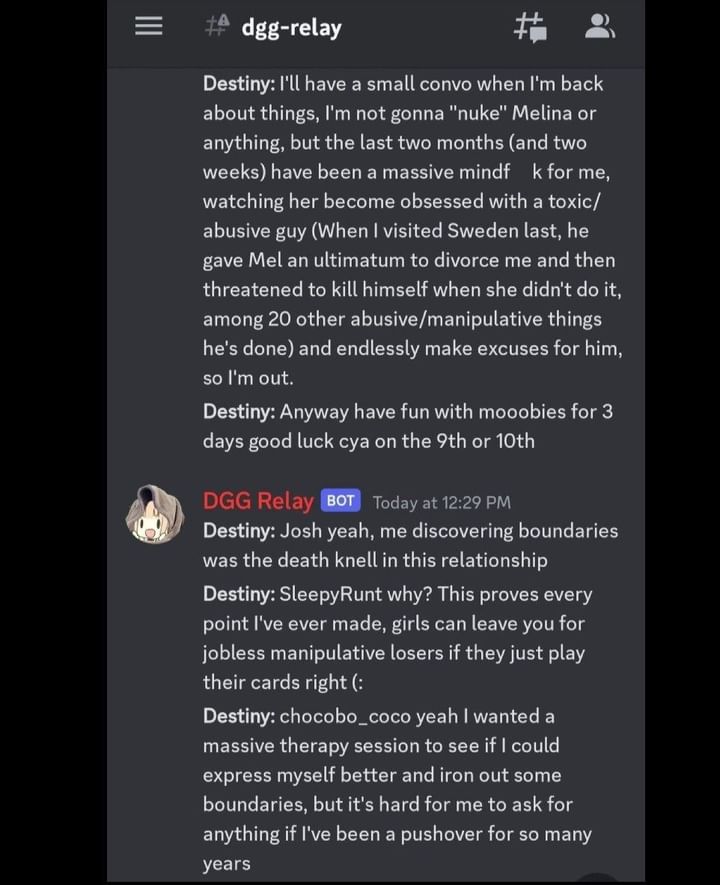 Who is Melina? Kick streamer Destiny is allegedly "out" after his wife ...
