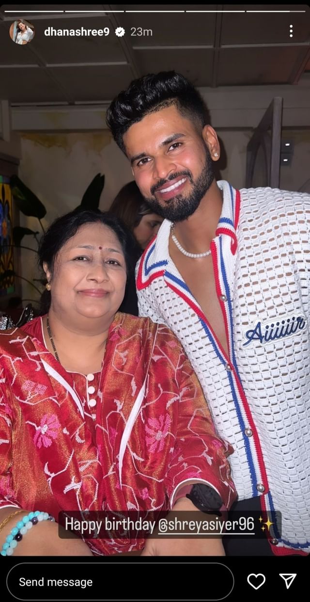 Yuzvendra Chahal's wife Dhanashree Verma sends birthday wishes to Shreyas Iyer as he turns 29