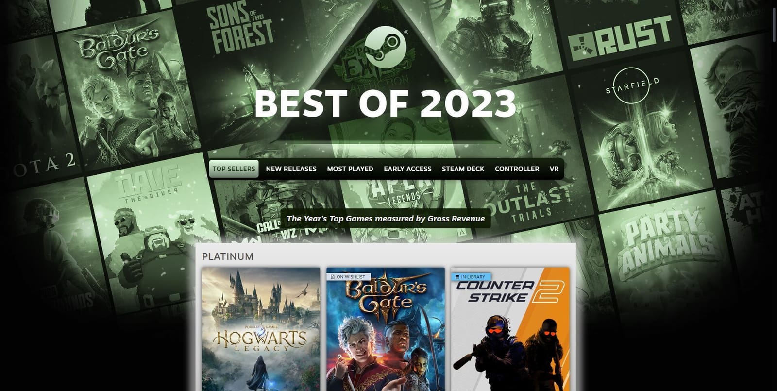 Top 100 highest-earning games on Steam in 2023