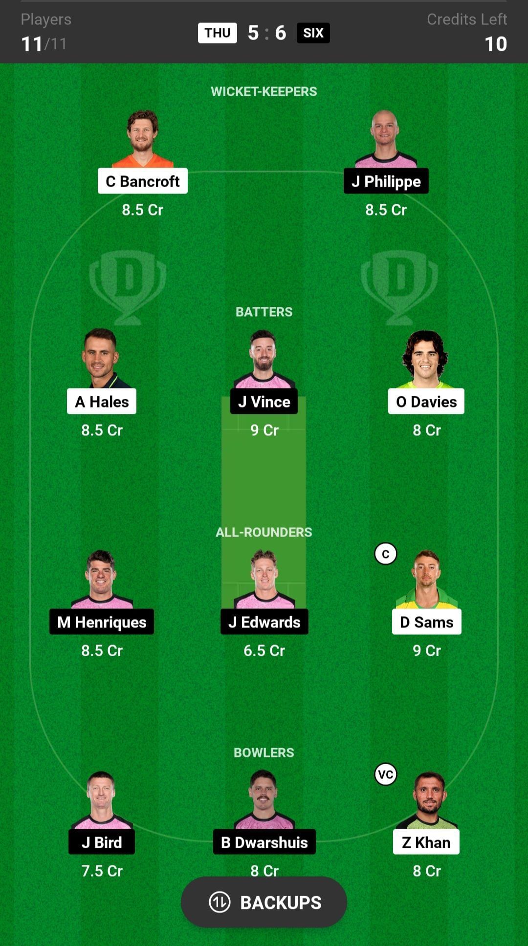 SIX vs THU Dream11 Prediction: Fantasy Cricket Tips, Today's Playing XIs and Pitch Report for ...