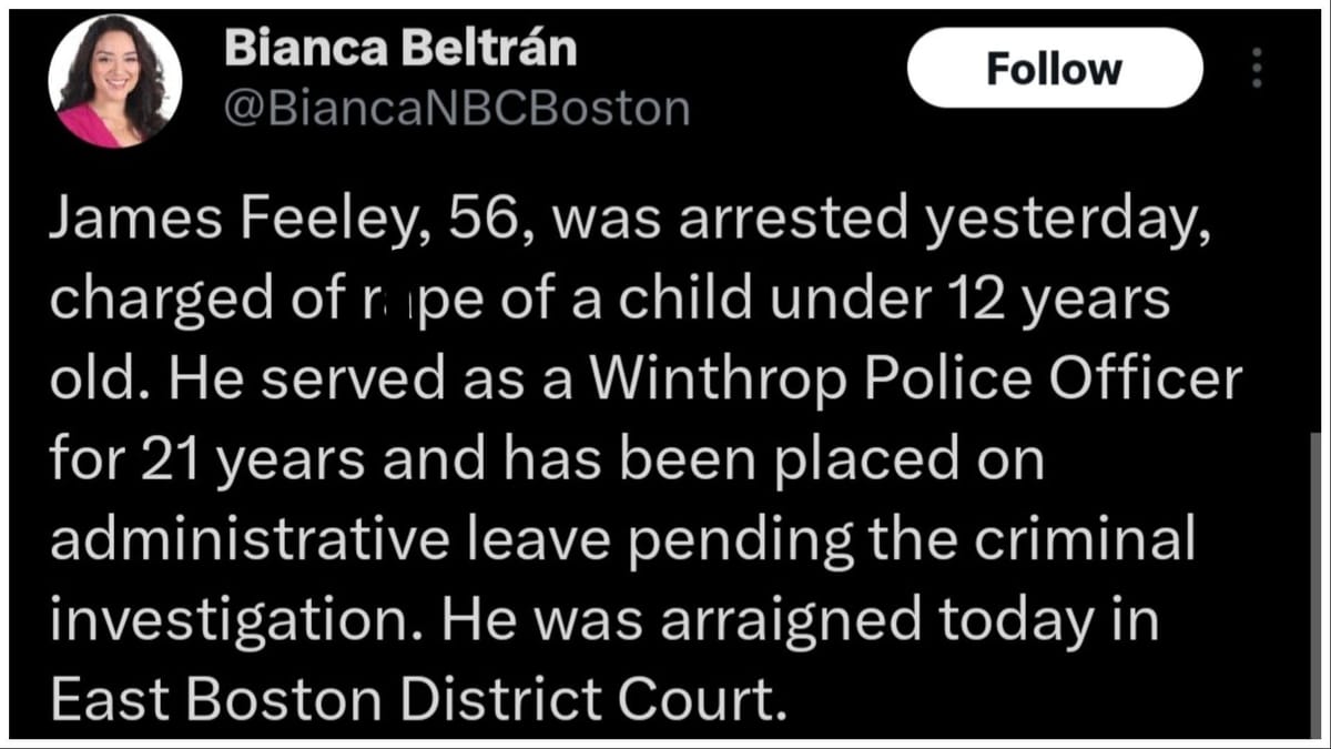 What did James Feeley do? Charges explored as Winthrop police officer ...