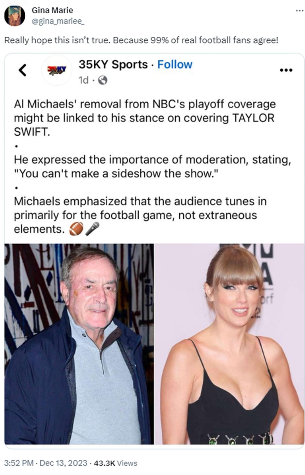 Al Michaels’ removal from playoff coverage getting linked to ...
