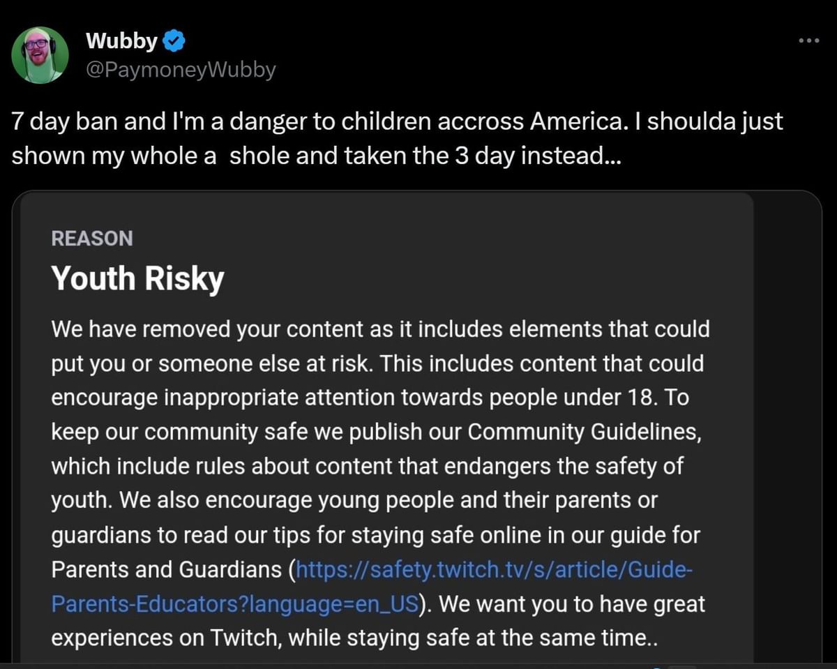 PaymoneyWubby banned from Twitch for seven days due to being "Youth ...