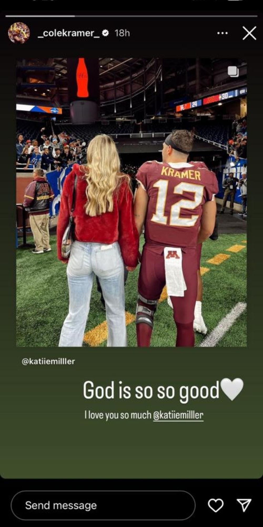 Minnesota QB Cole Kramer pens down a heartfelt note for GF Katie Miller ...