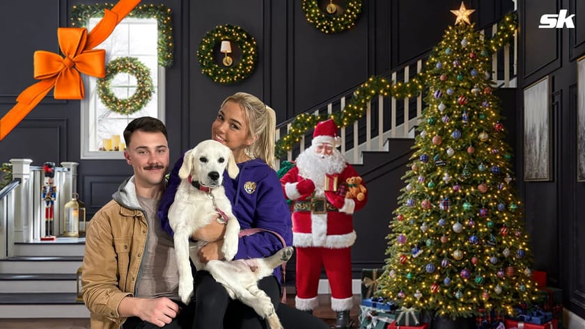 Olivia Dunne captures pet labrador Roux's first Christmas to spark ...