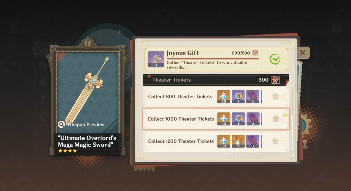 Genshin Impact 4.3 Joyous Gift and Theater Tickets Guide