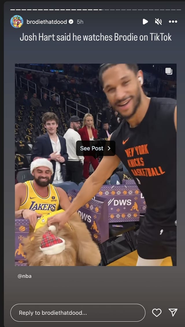 Watch: Knicks' Josh Hart gets pawsitively smitten by adorable golden doodle