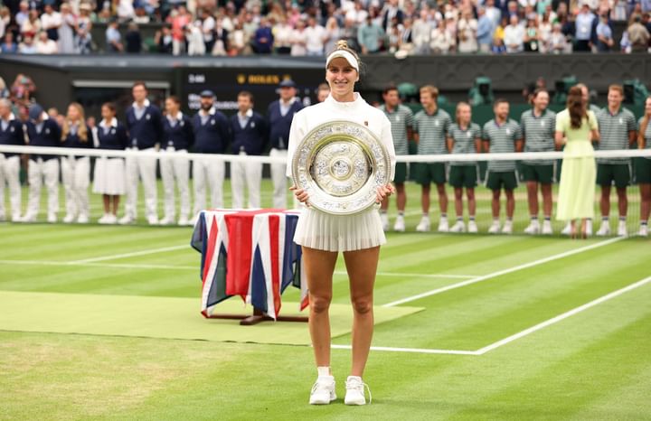In pictures: Wimbledon champ Marketa Vondrousova stuns in dusty pink as ...