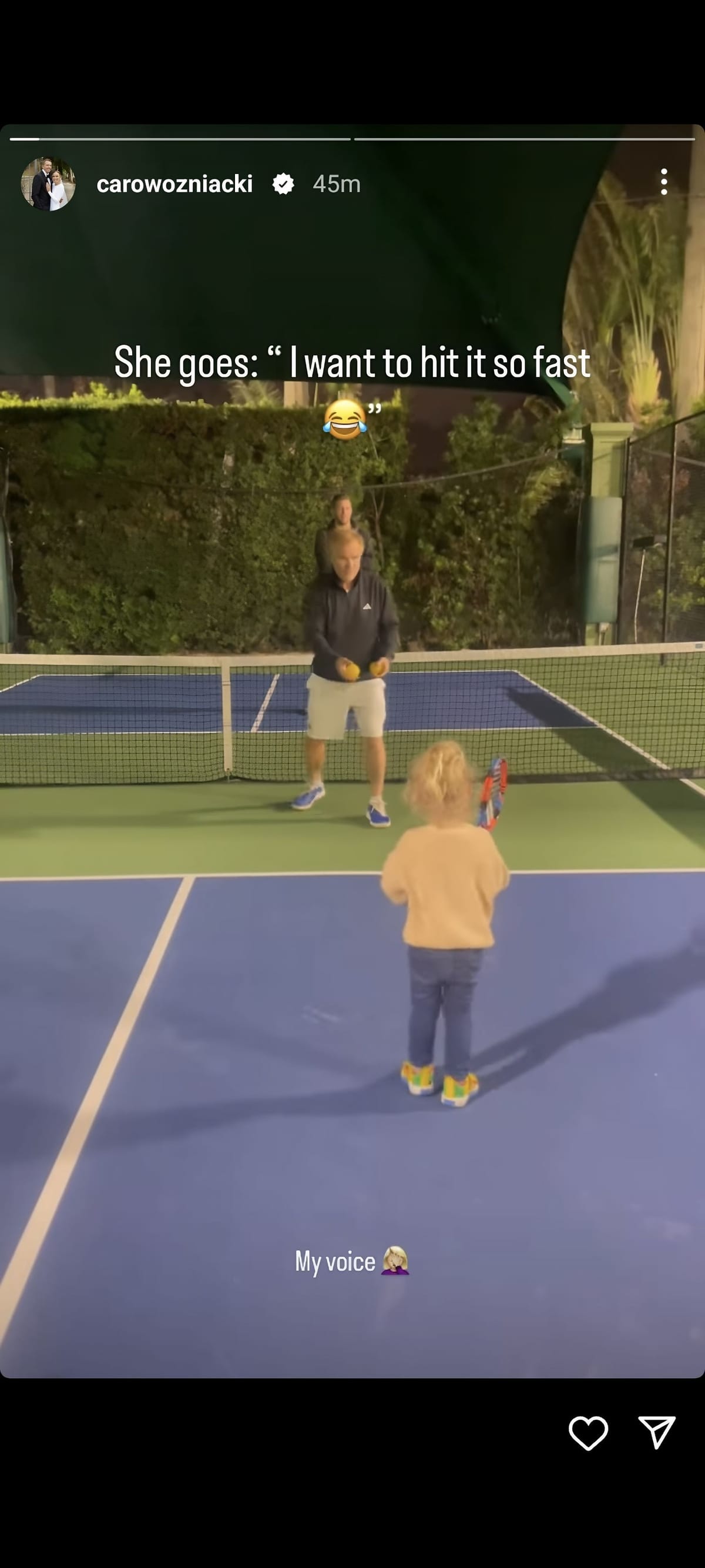Caroline Wozniacki's daughter Olivia tries her hand at tennis & basketball