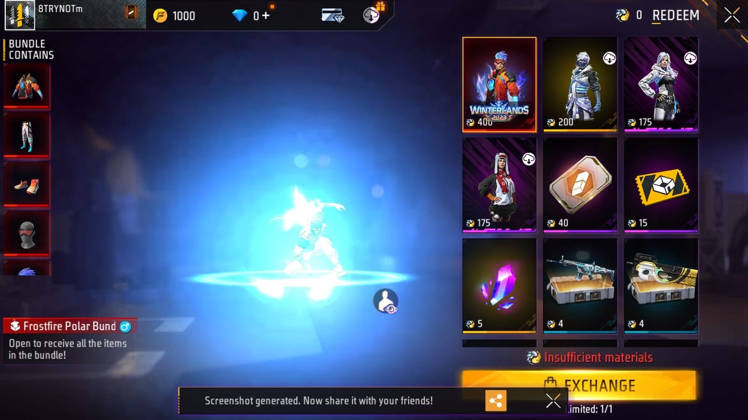 Free Fire Legendary Frostfire Token Wheel: Rewards, cost, and more