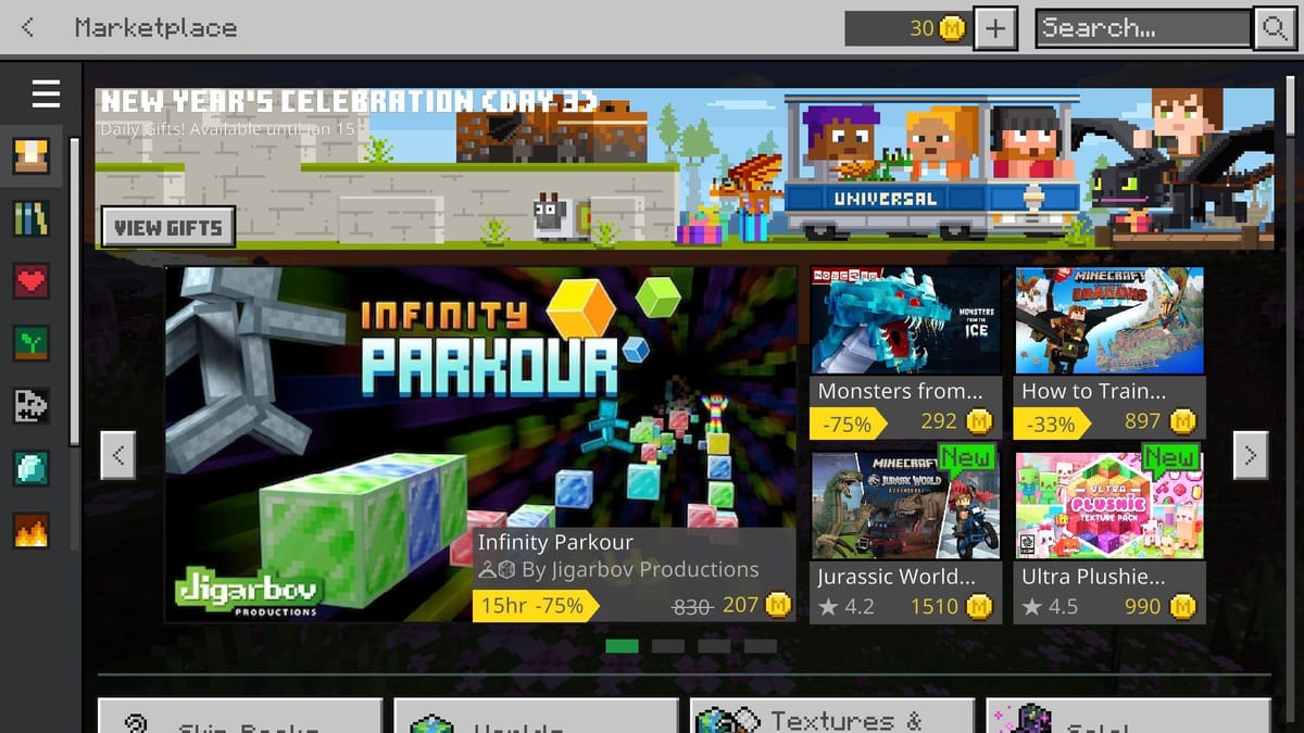 Minecraft is giving away 21 free gifts as part of New Year's Celebration