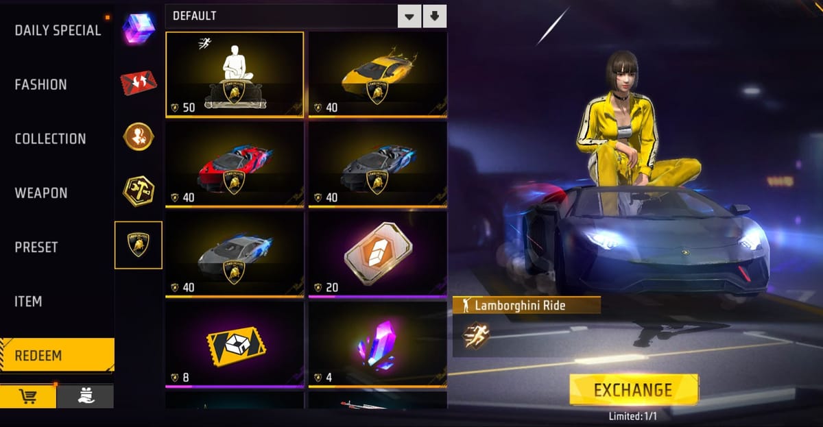 Free Fire Lamborghini Royale: Rewards, prices, and more