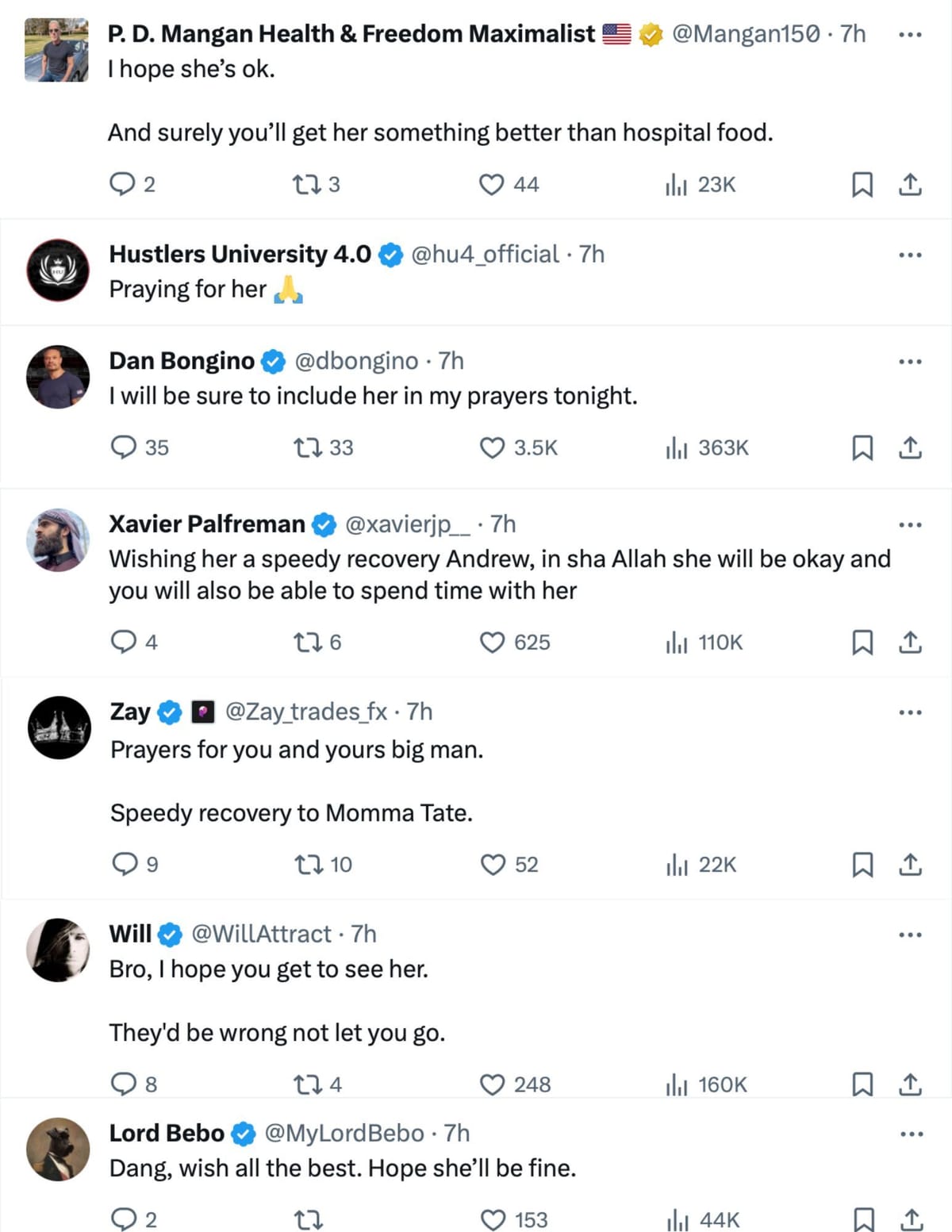 Andrew Tate mother: "Hope she gets well soon" - Jake Shields and fans ...