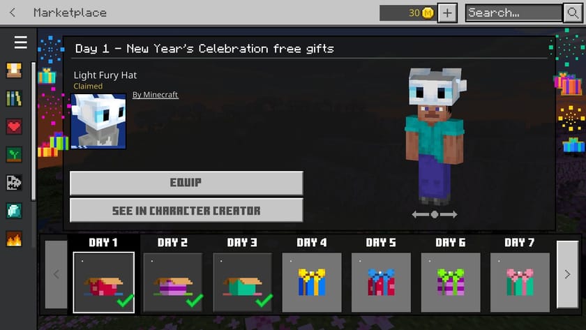 Minecraft is giving away 21 free gifts as part of New Year's Celebration