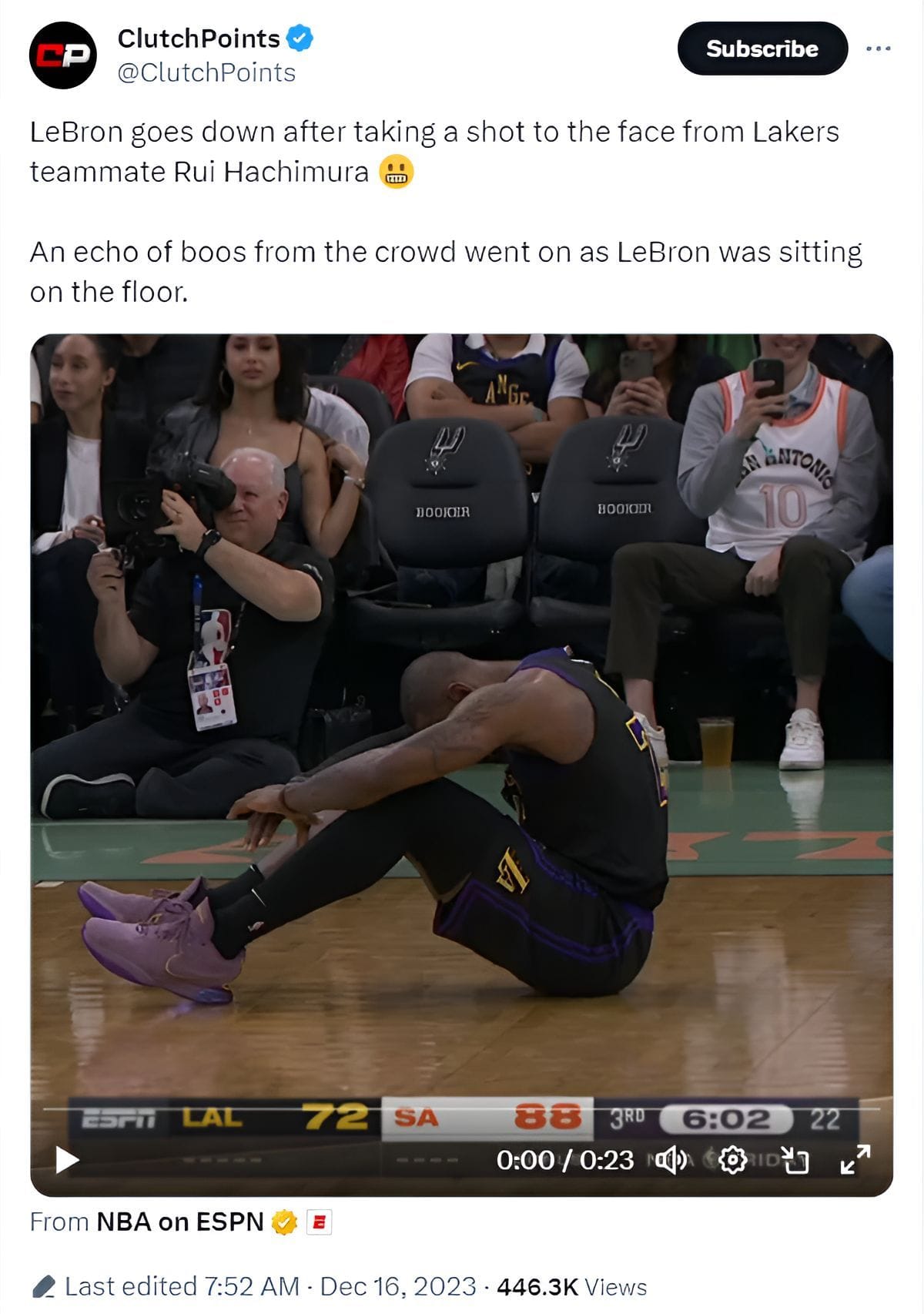 LeBron James' hit from Rui Hachimura sparks wild reactions from fans ...