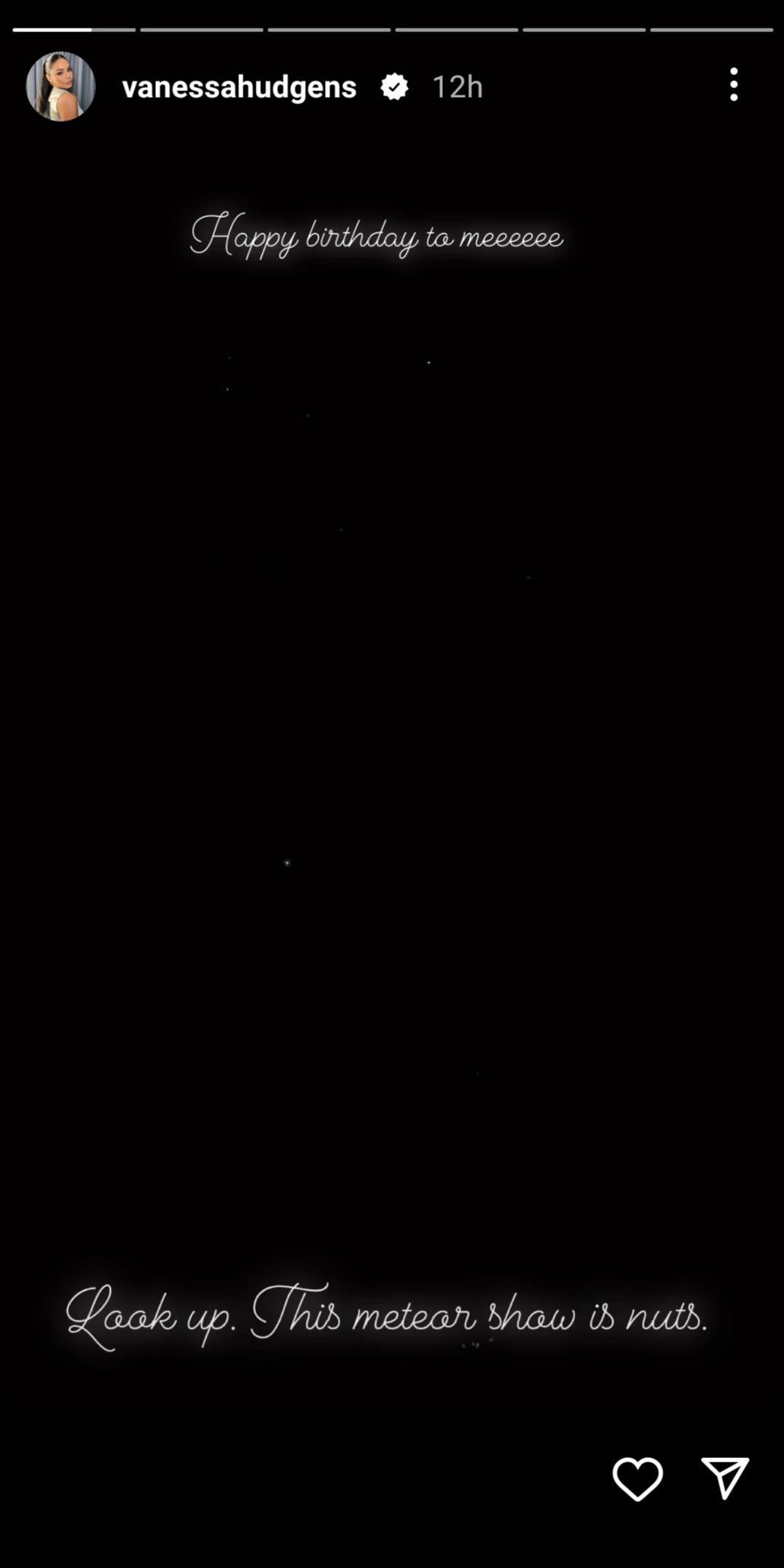 "This meteor show is nuts" - Vanessa Hudgens celebrates stellar ...