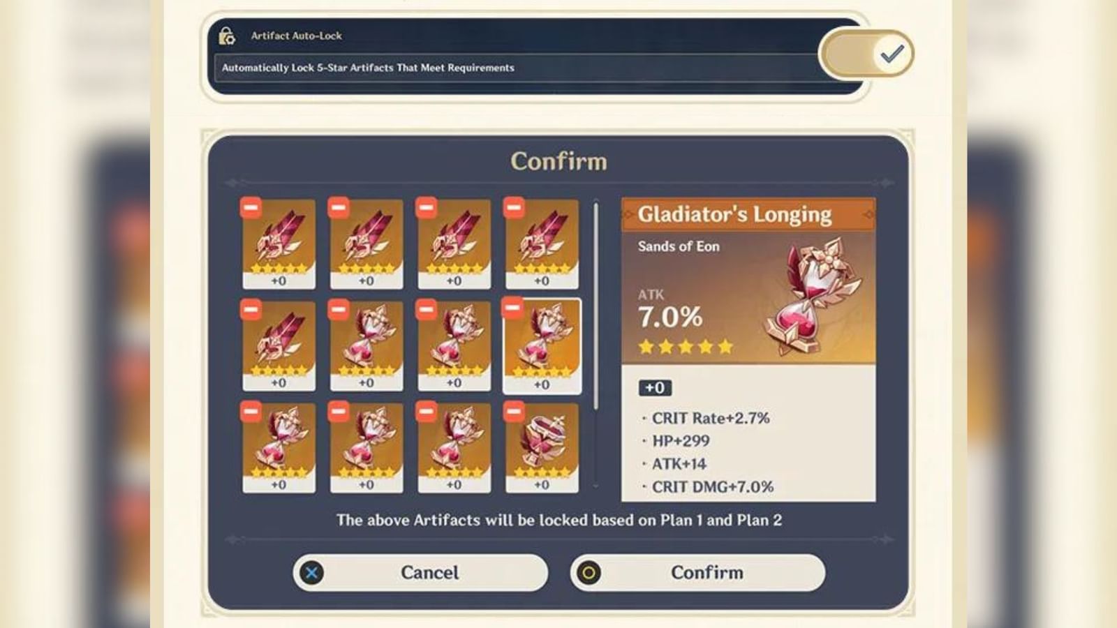 Genshin Impact showcases artifact auto-lock and filter functions