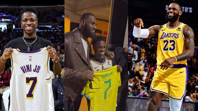 Watch: LeBron James and Vini Jr. link up in epic NBA-soccer crossover ...
