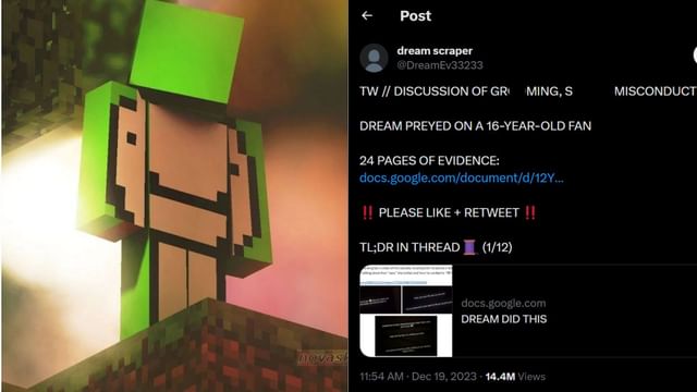 What are the latest grooming allegations against Dream in 24-page document?