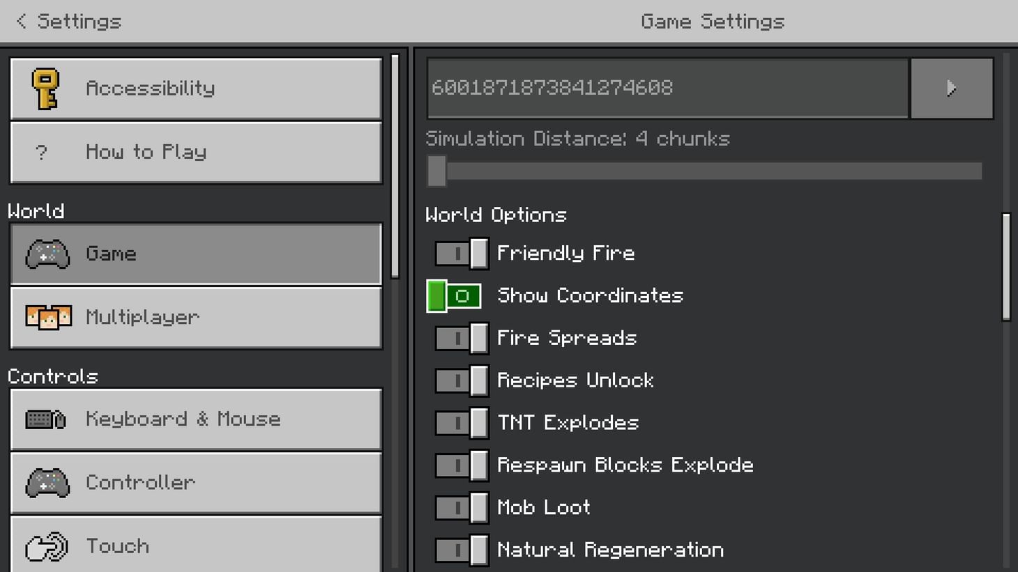 How to show coordinates in Minecraft?