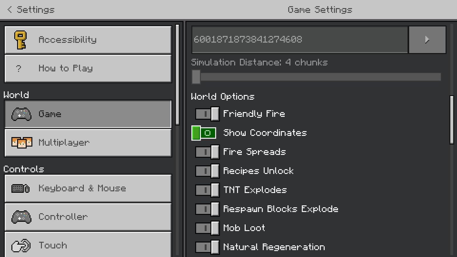 How to show coordinates in Minecraft?
