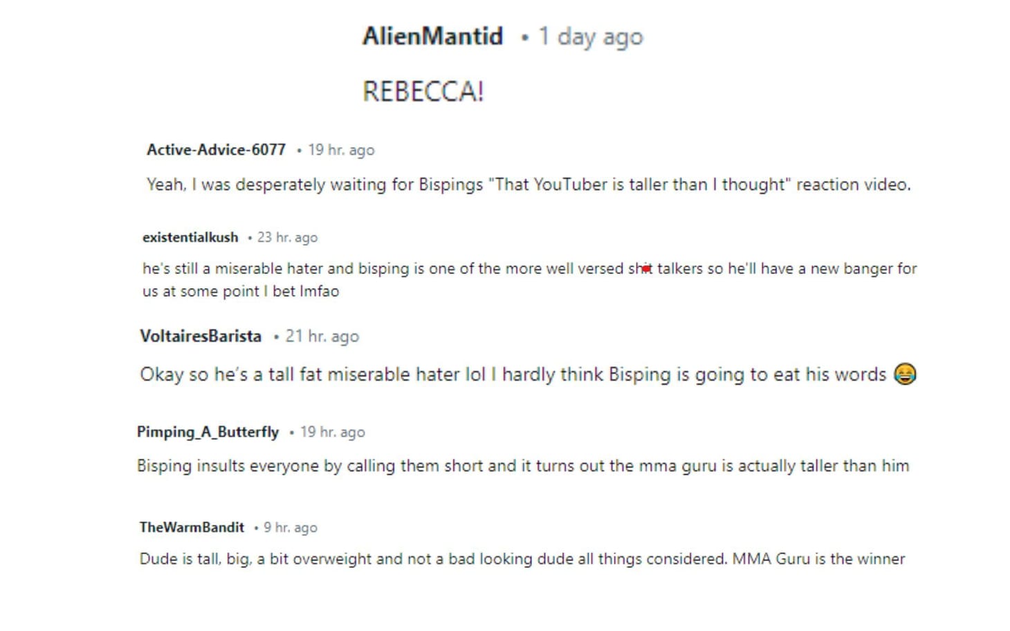 MMA Guru: "REBECCA!" - Fans flock back to Michael Bisping after ...