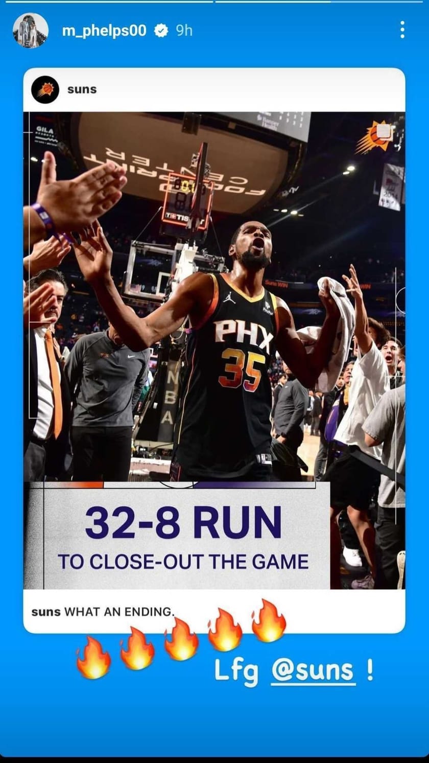 Michael Phelps reacts to Phoenix Suns' incredible comeback win against ...