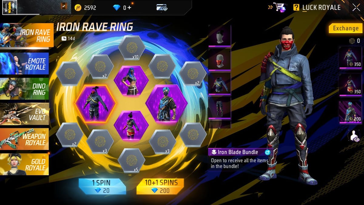 Free Fire Iron Rave Ring event: Get Iron Blade Bundle and more rewards