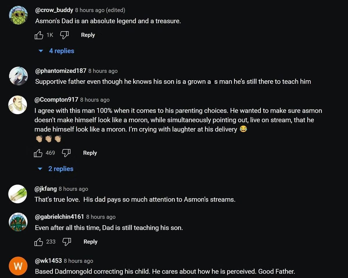 "This is comedy gold" - Fans react to Asmongold's father roasting him ...