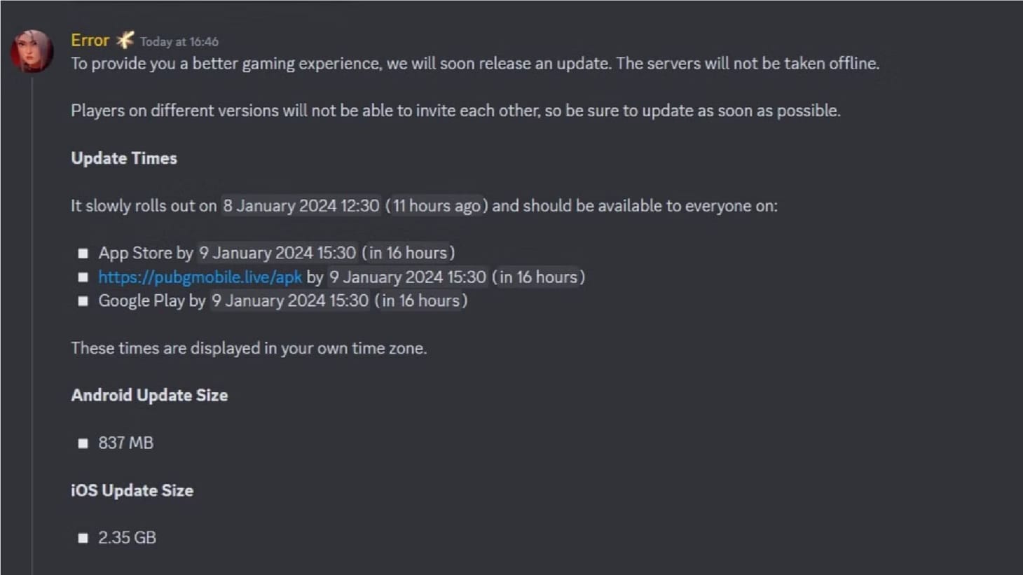 PUBG Mobile 3.0 update APK file size explored