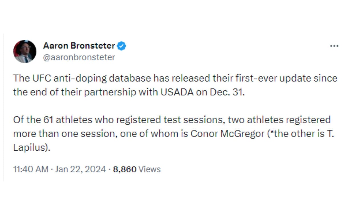 UFC: UFC unveils first anti-doping data update since USADA split ...